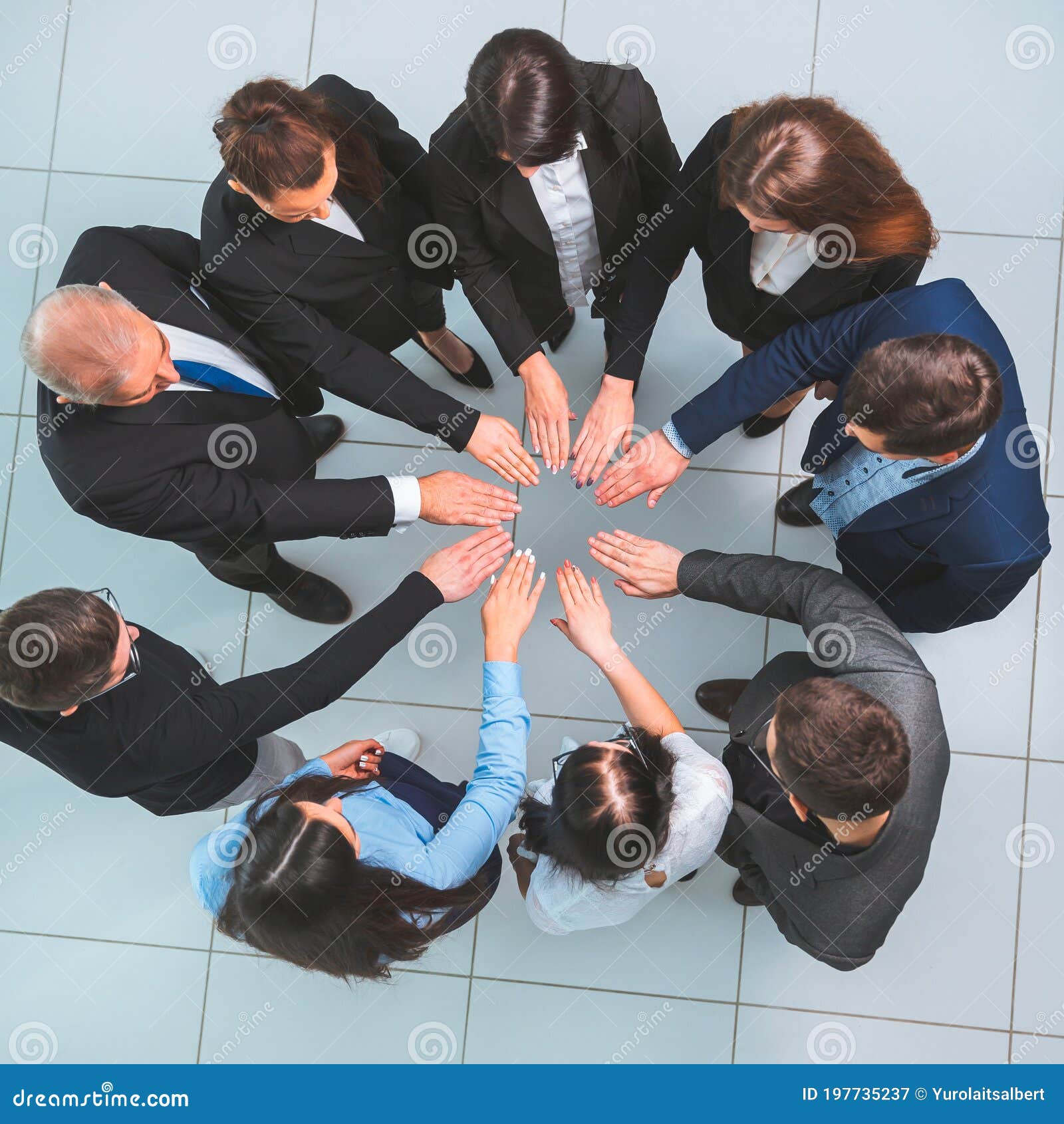 Top View. Group of Young Professionals Standing in a Circle Stock Image ...
