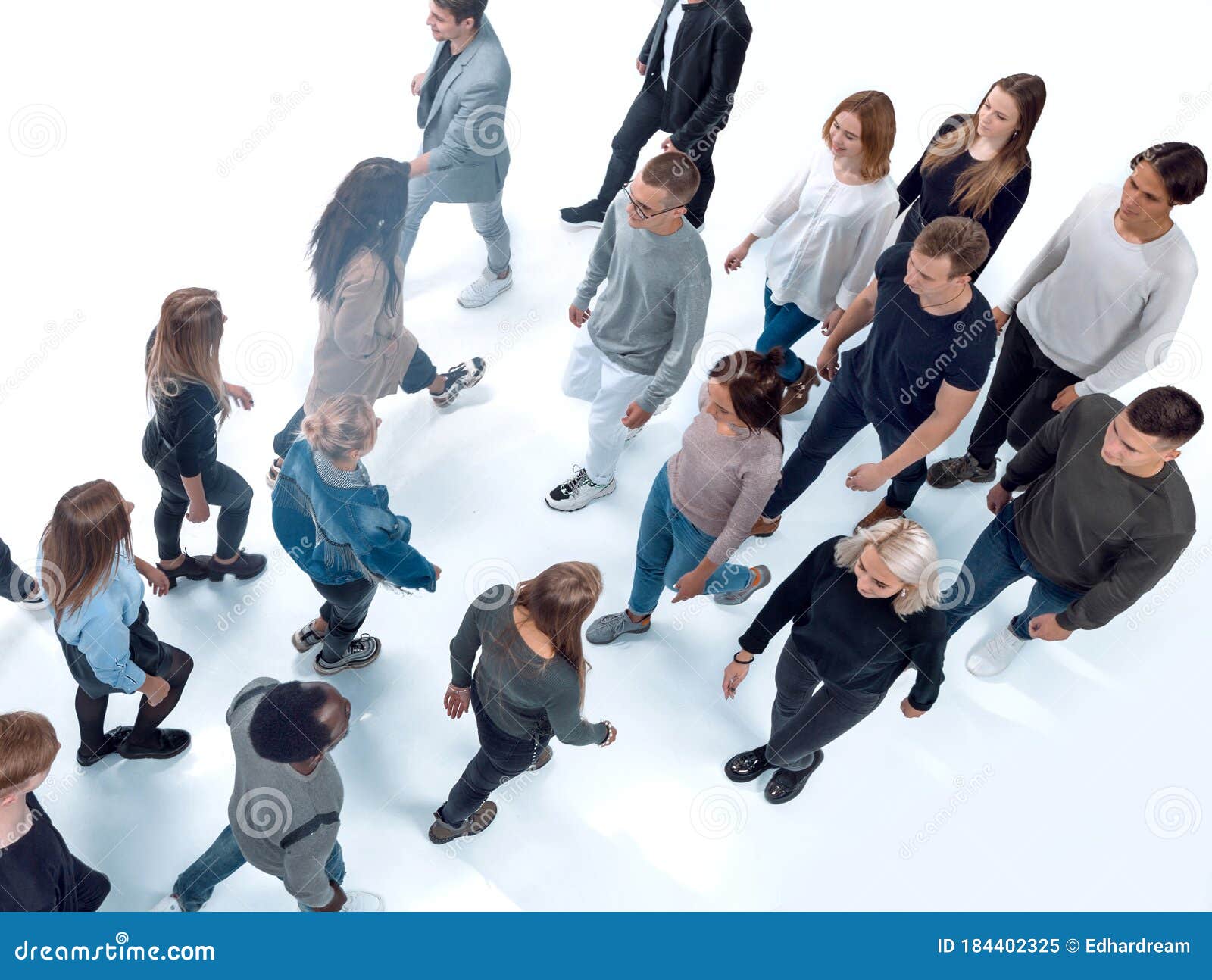 Top View . Groups of Young People Walking in Different Directions Stock ...