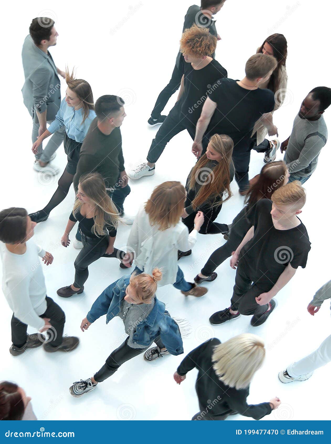 Top View . Groups of Young People Walking in Different Directions Stock ...