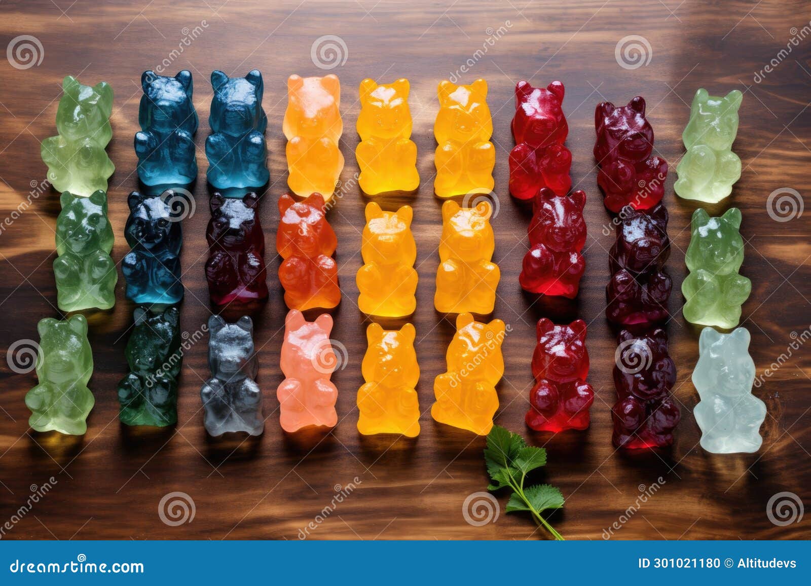 Top View of Gummy Bears Sorted by Color on a Table Stock Photo - Image ...