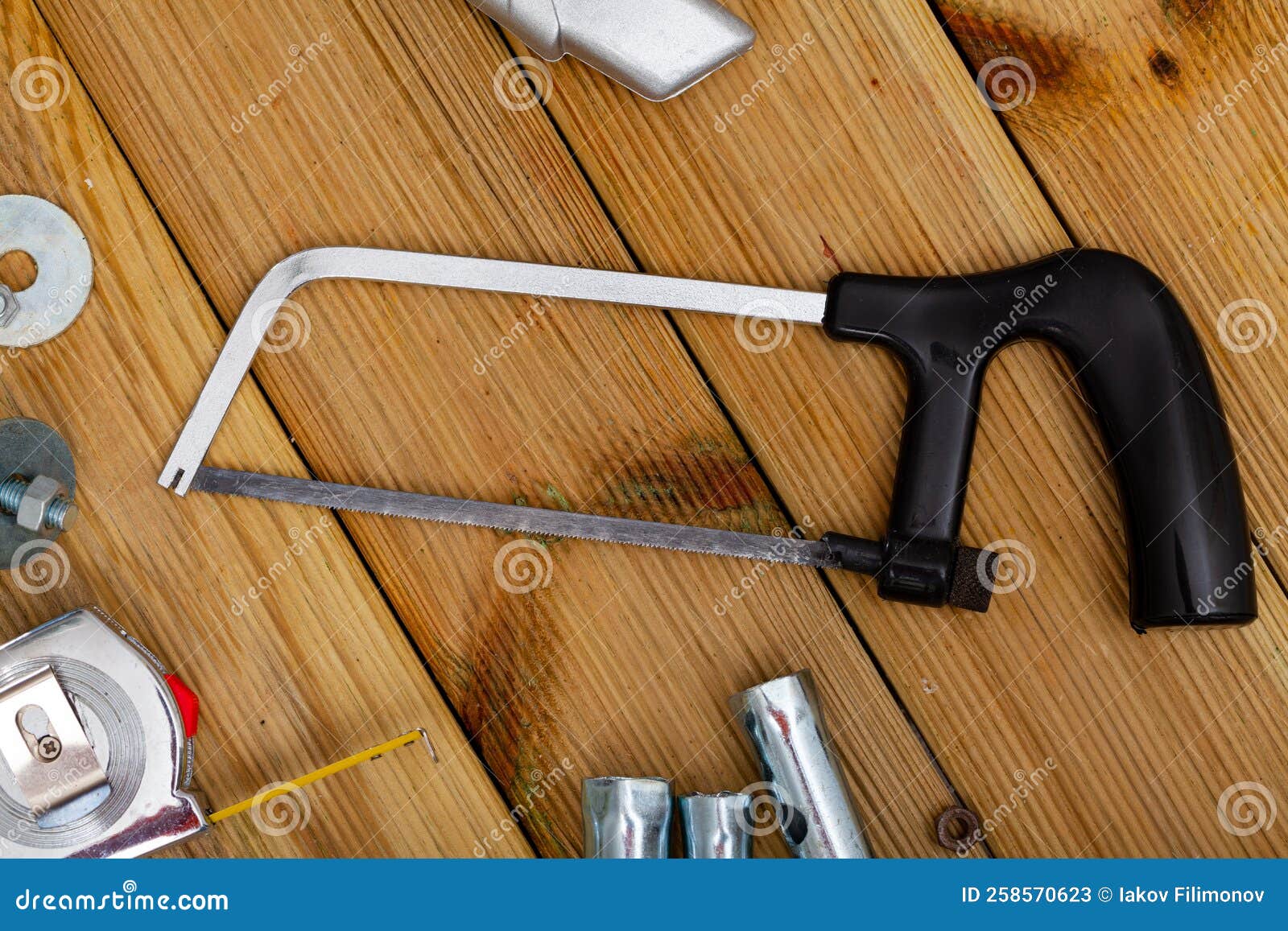 Top View of Hacksaw Surrounded by Various Tools Stock Image - Image of ...
