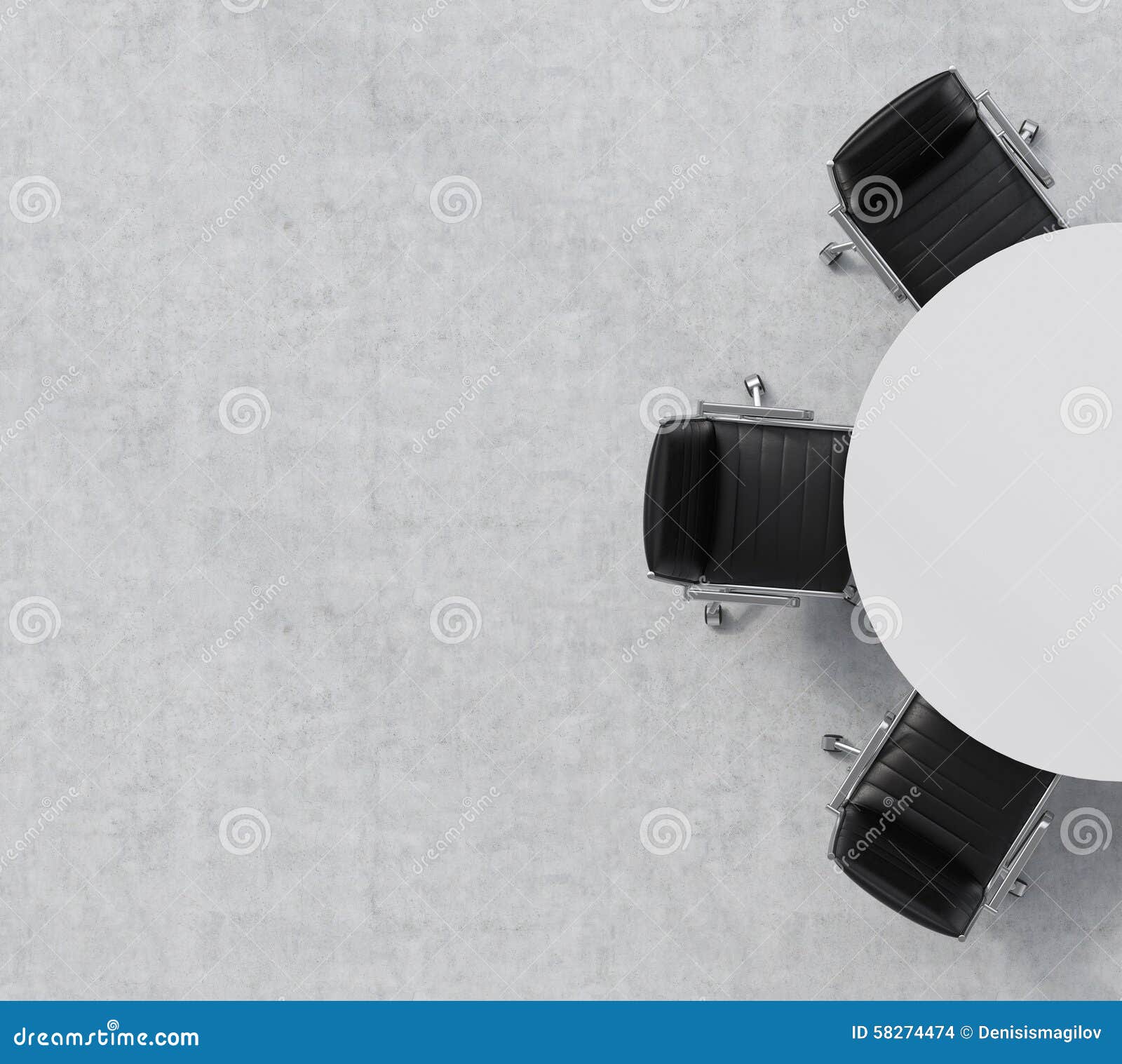 Top View of a Half of the Conference Room. a White Round Table, Three ...