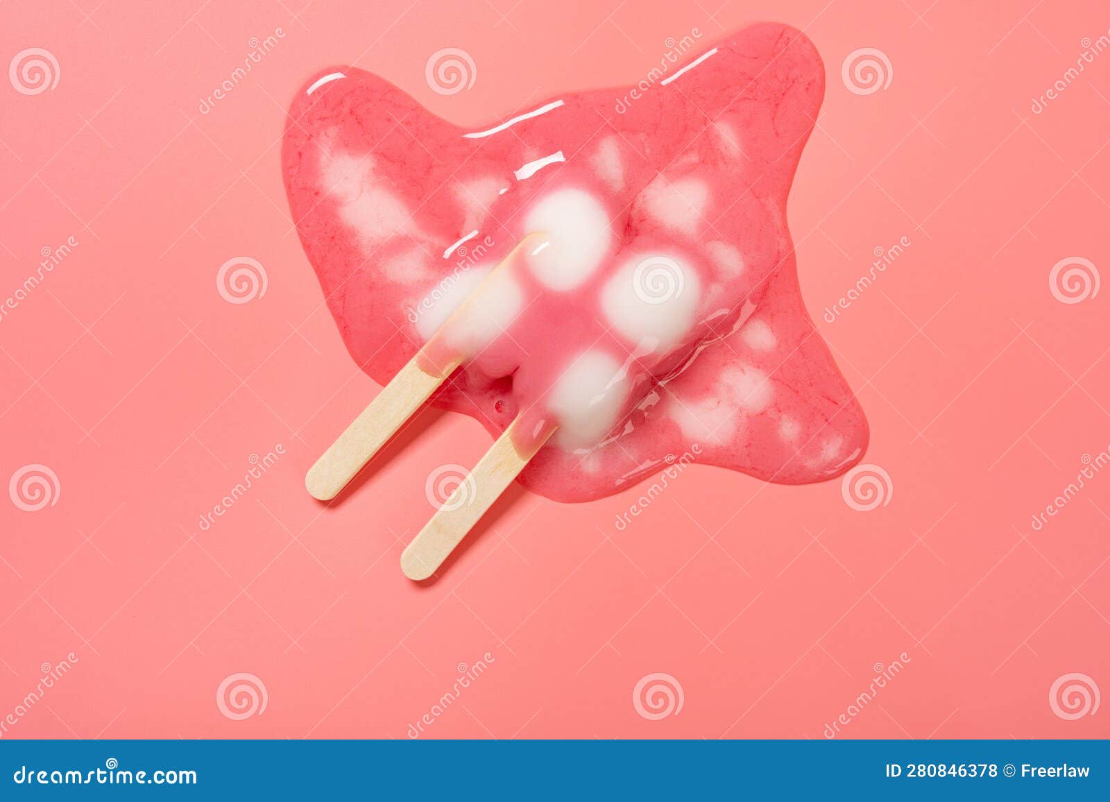 Top View Half Melted Butterfly Shape Popsicle on a Pink Background ...
