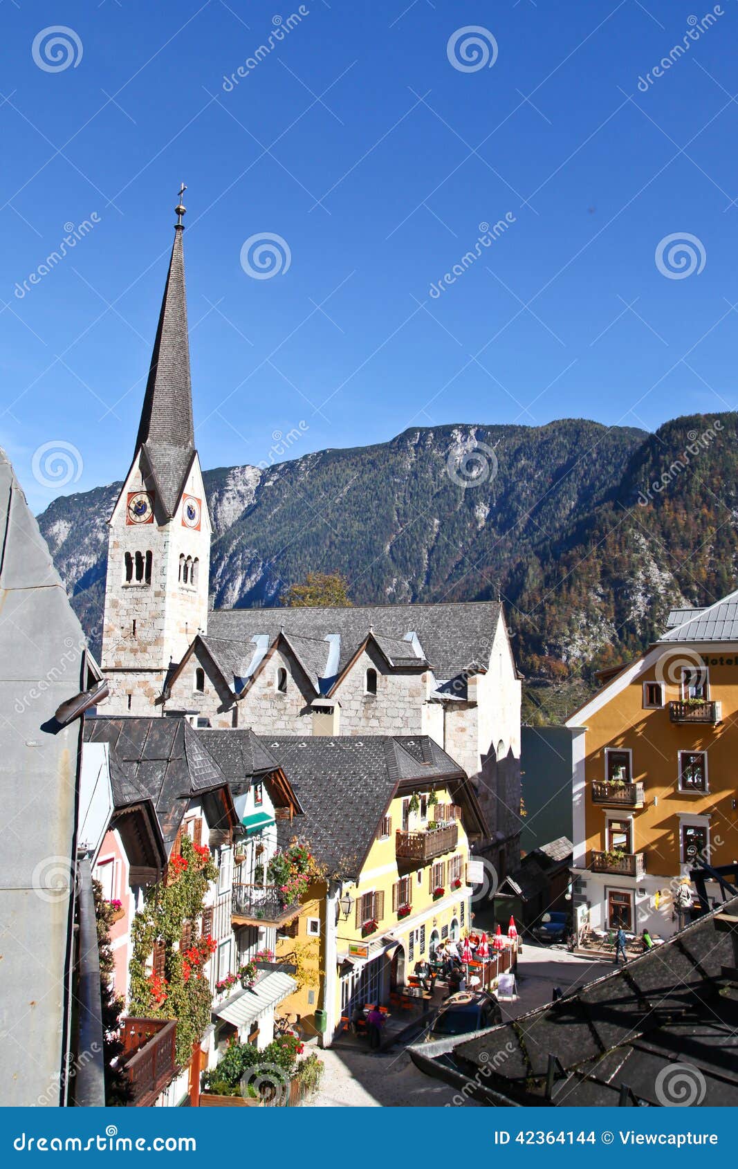 Top View of Hallstatt Town Square Editorial Stock Image - Image of ...