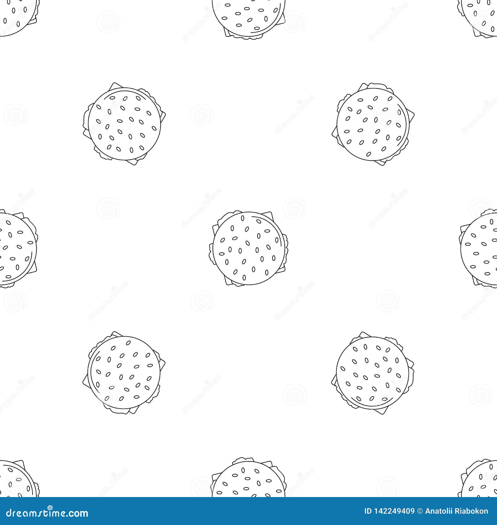 Top View Hamburger Pattern Seamless Vector Stock Vector - Illustration ...