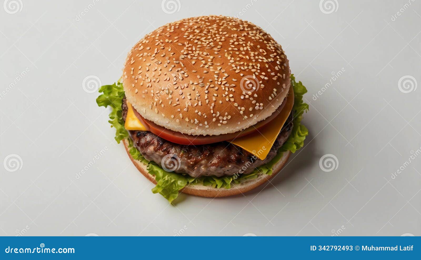 Top View of a Hamburger on White Background Stock Image - Image of ...
