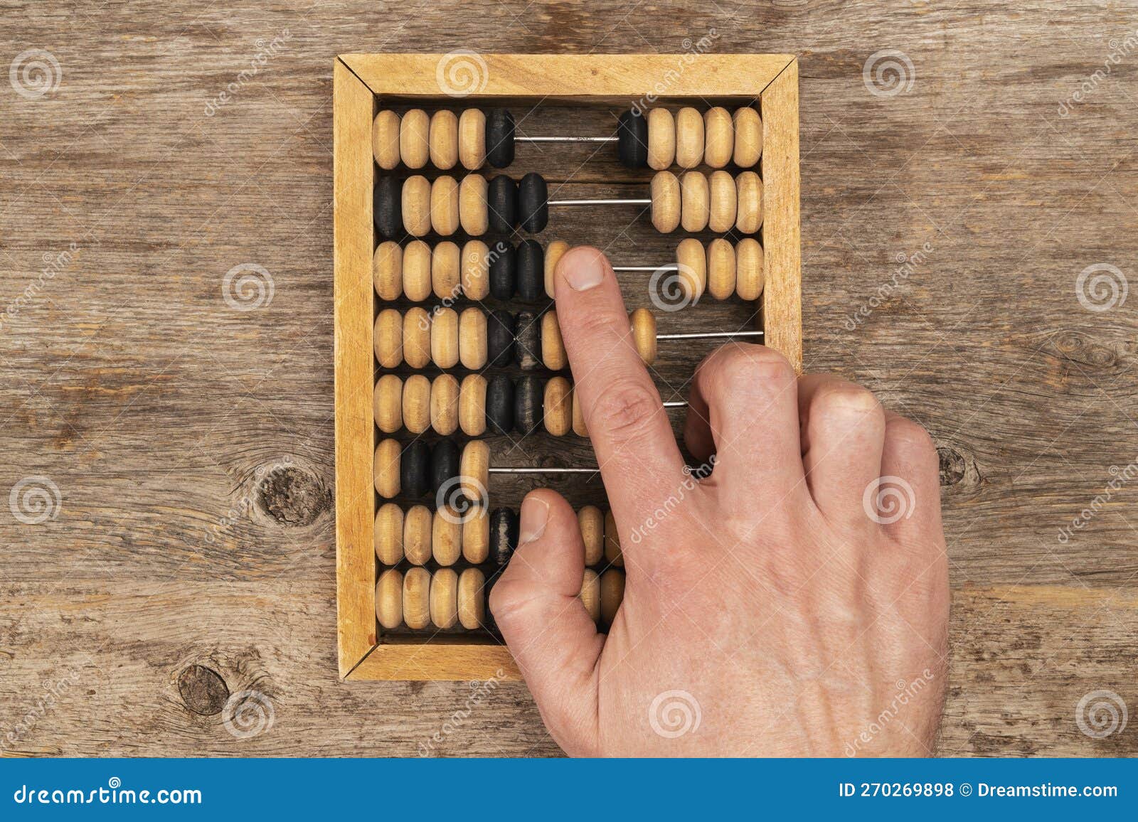 Top View of a Hand Accounting with Old Abacus Stock Photo - Image of ...