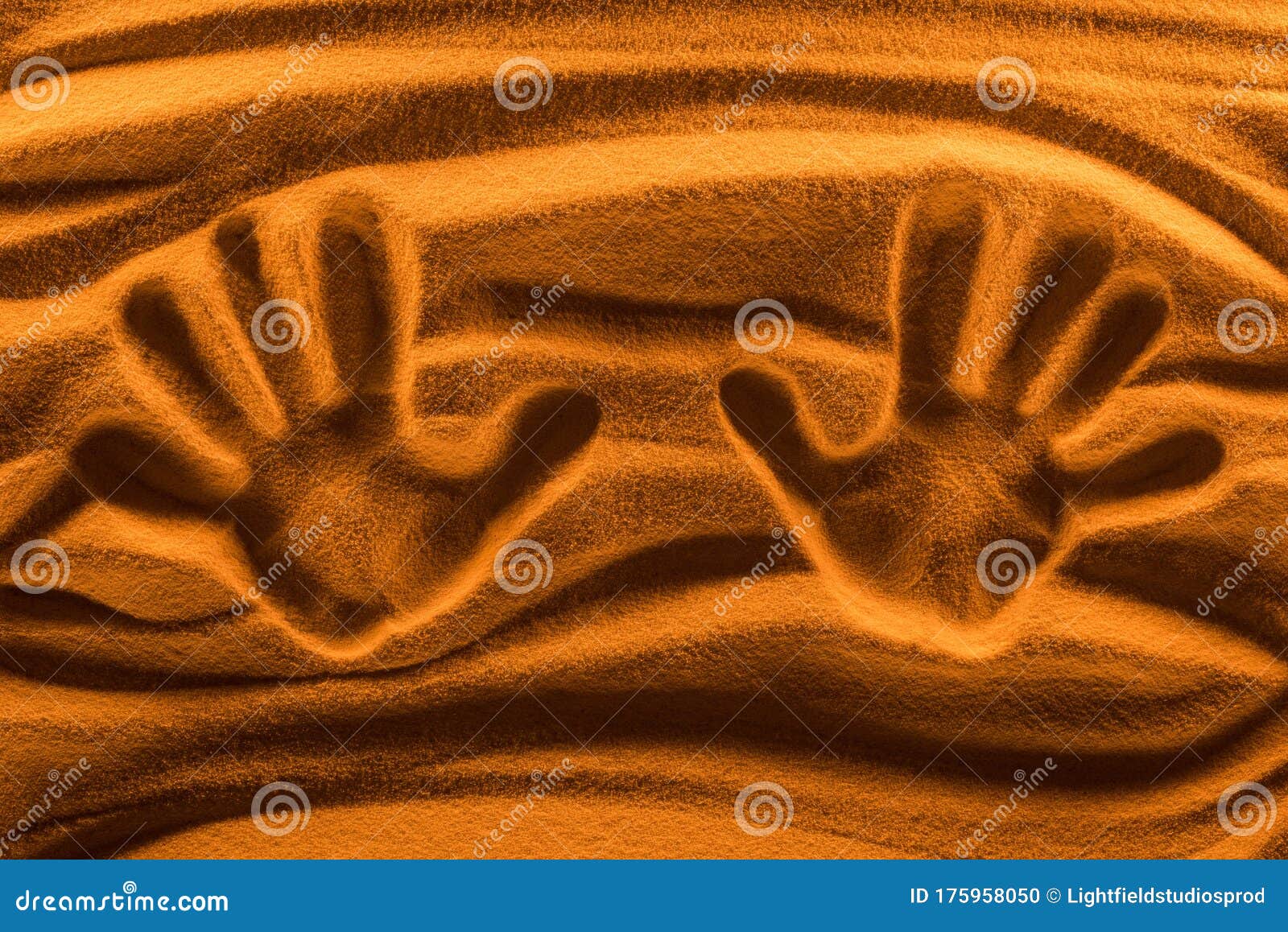 Top View of Hand Marks on Sand with Color Filter and Smooth Waves ...