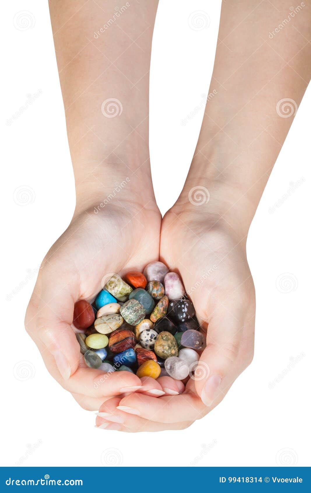 Top View of Handful with Various Gemstones Stock Photo - Image of ...