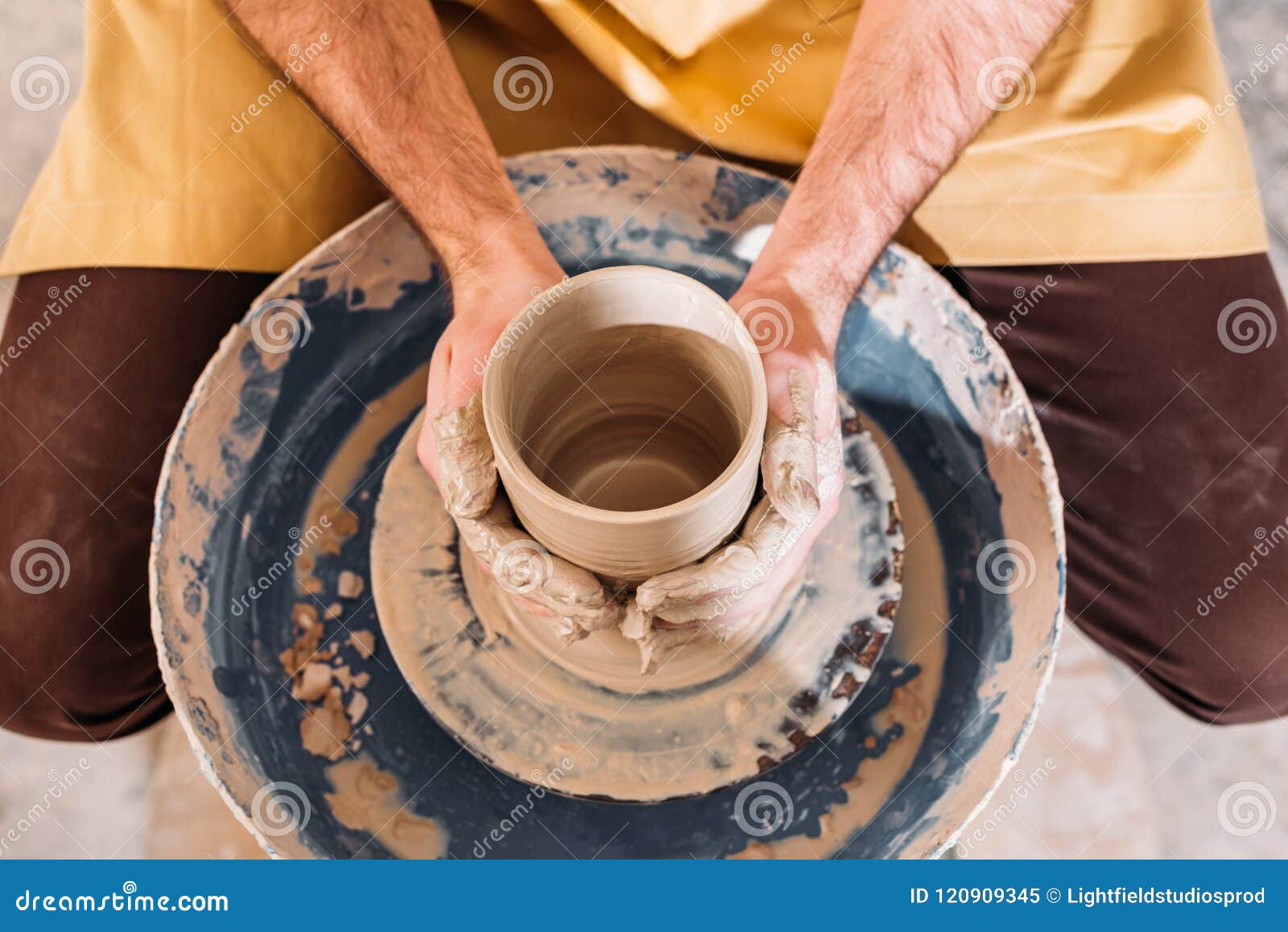 Top View of Hands with Ceramic Pot on Pottery Wheel Stock Image - Image ...