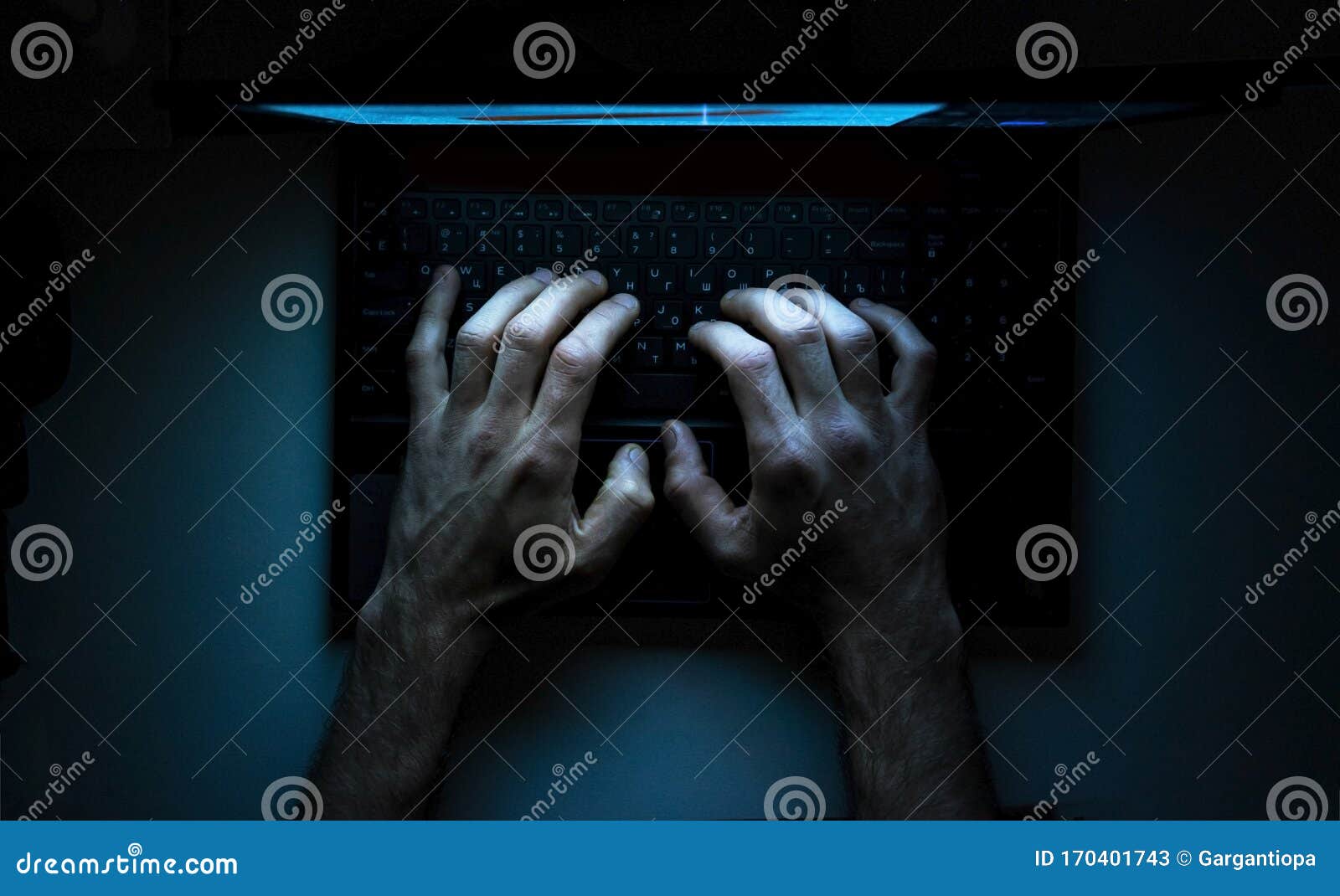 Top View of the Hands of a Programmer on His Laptop Stock Image - Image ...