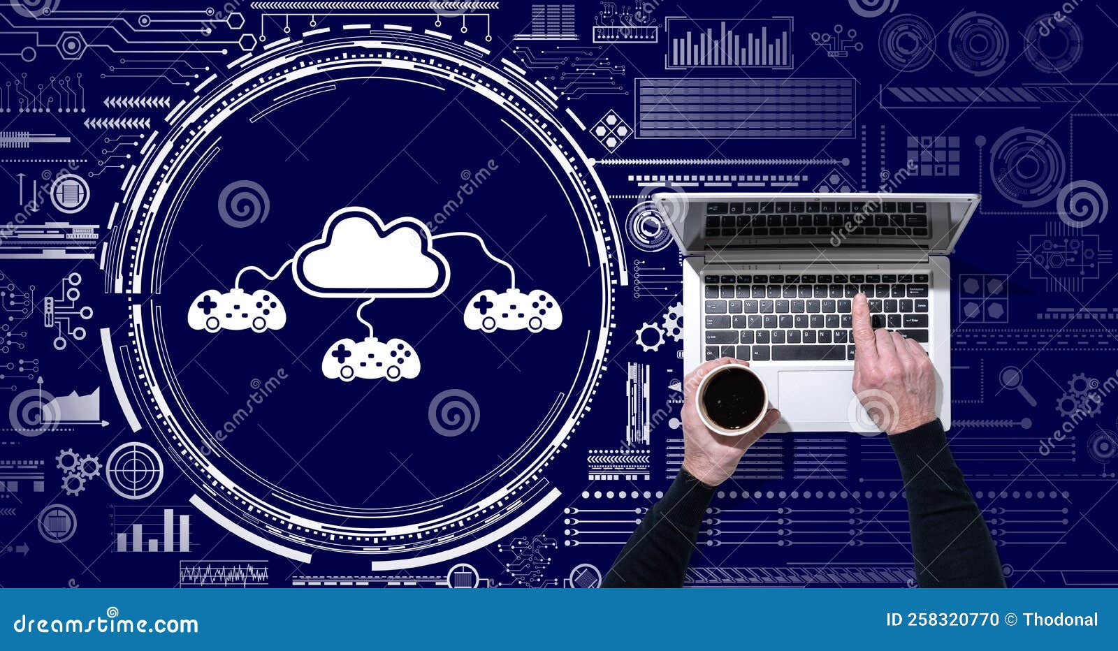 Concept of cloud gaming stock photo. Image of laptop - 258320770