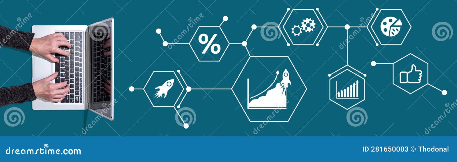 Concept of growth stock image. Image of laptop, success - 281650003