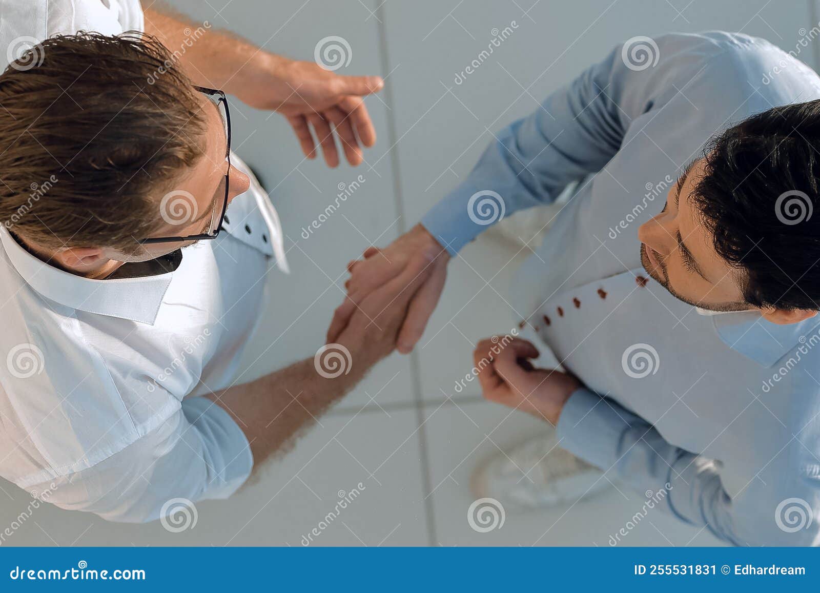 Top View. Handshake of Modern Business People Stock Image - Image of ...