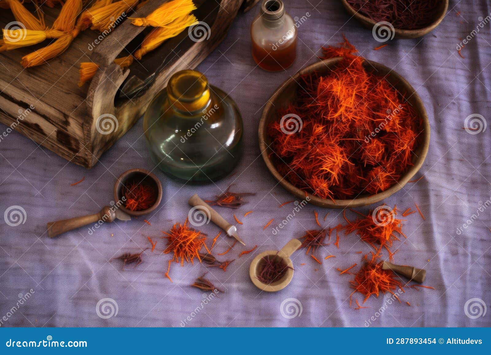 Top View of Harvested Saffron Stigmas on a Table Stock Photo - Image of ...
