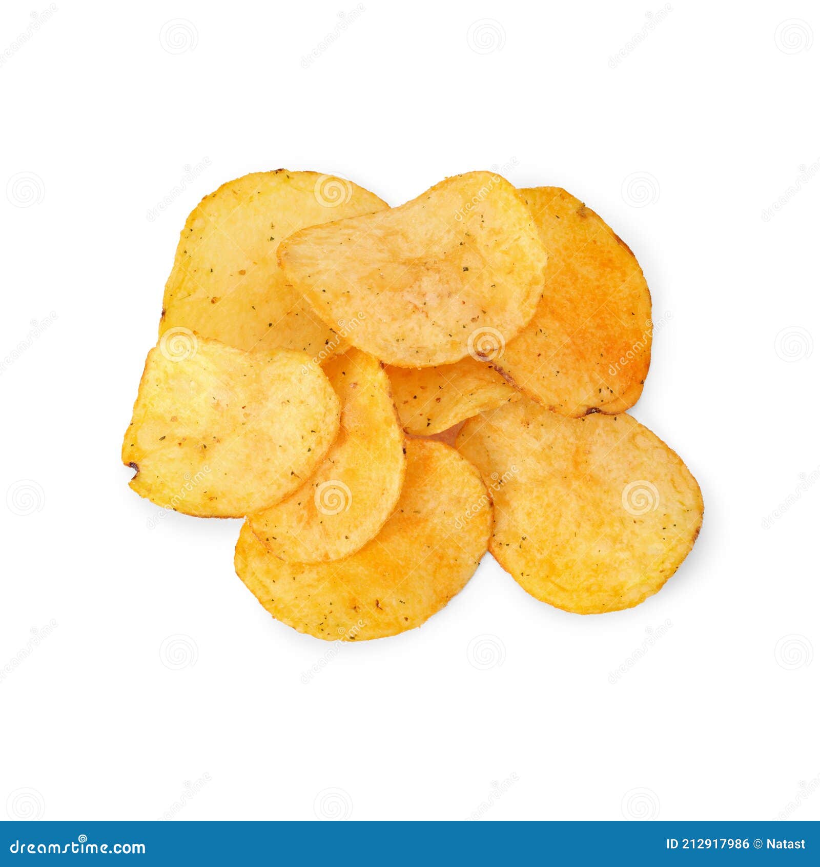 Top View of Heap of Potato Chips on White Bsckground Stock Photo ...