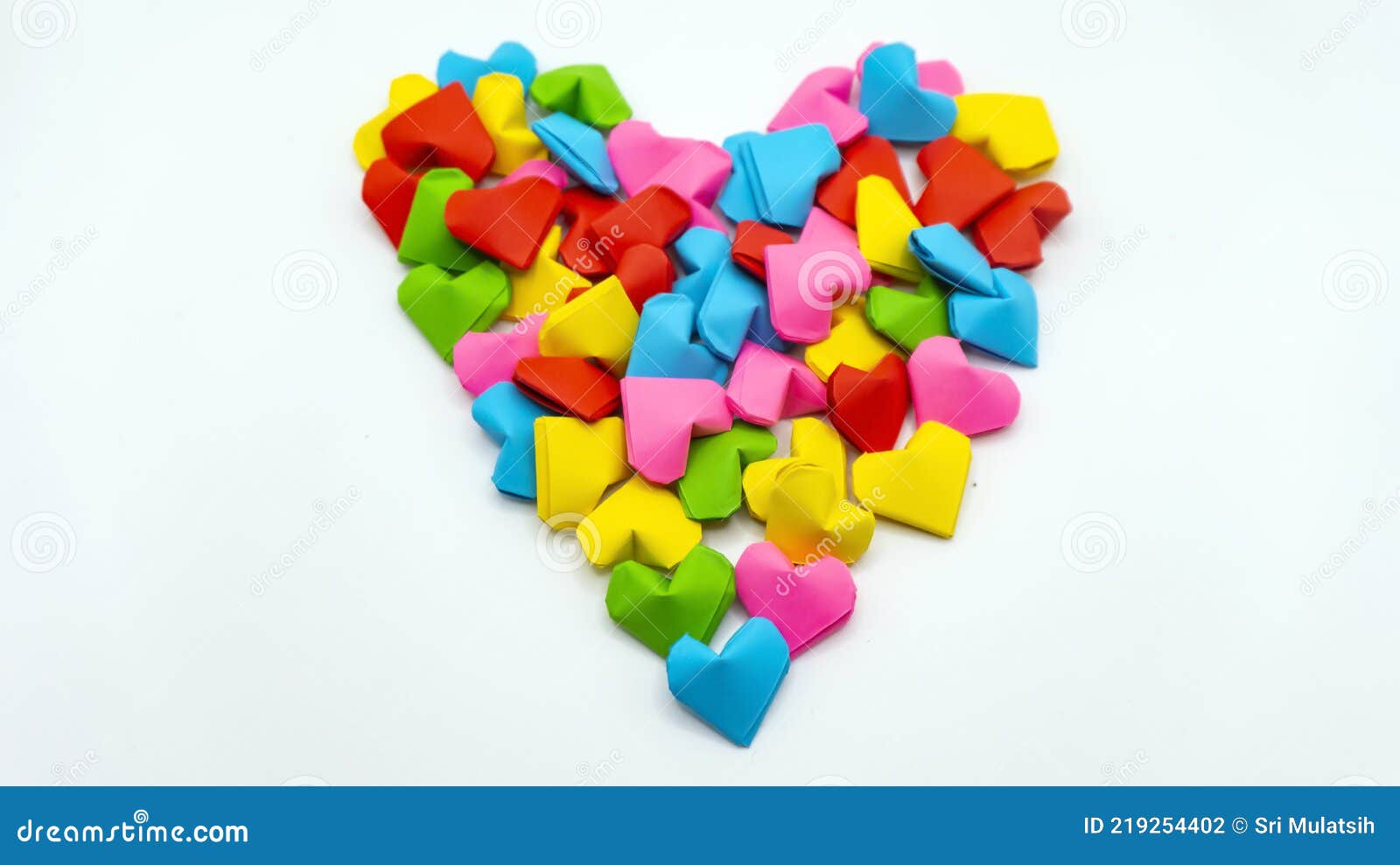 Top View Heart Shape Made of Folded Paper Hearts Stock Photo - Image of ...