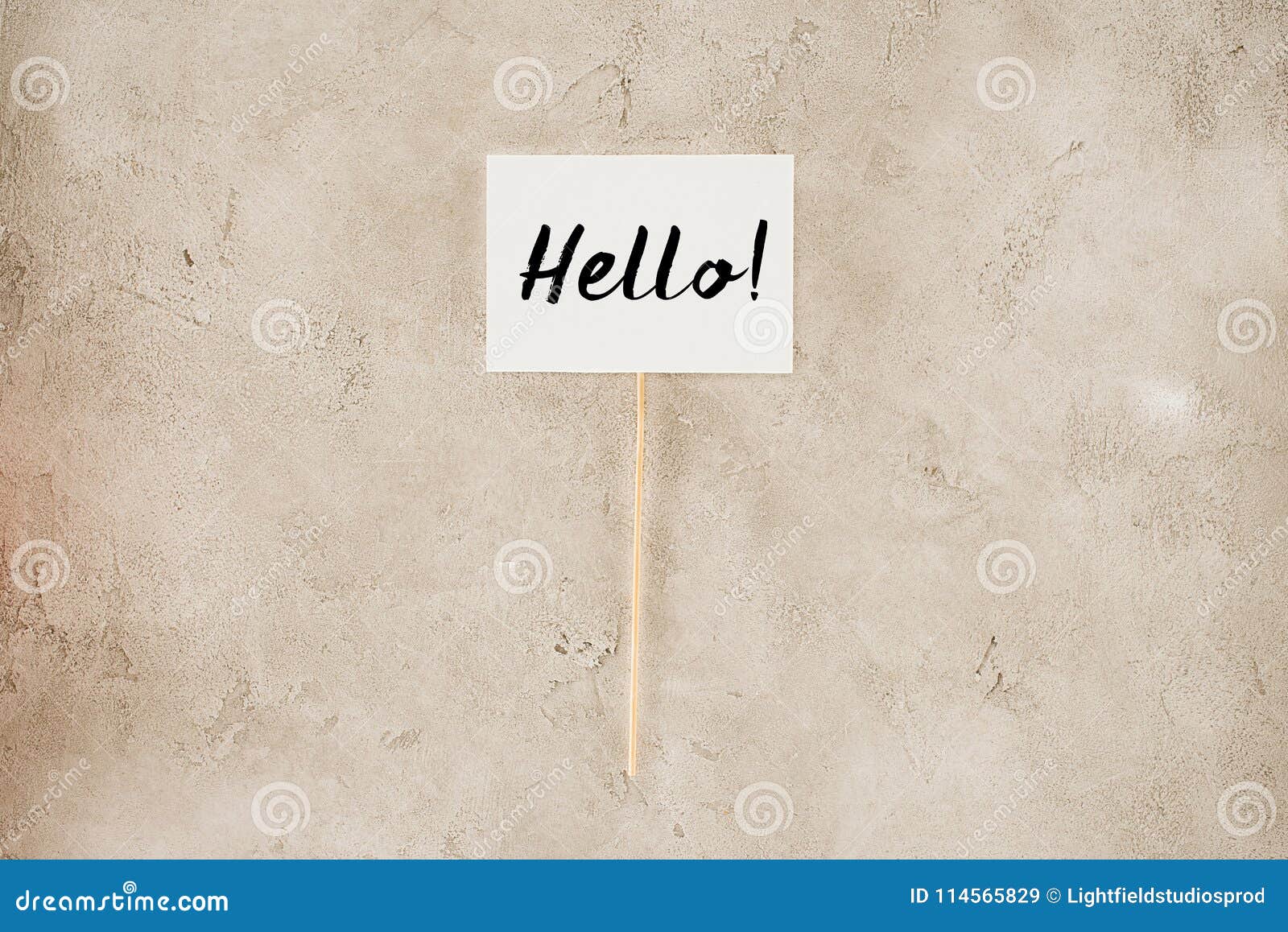 Top View of Hello Lettering on Placard Stock Image - Image of simple ...