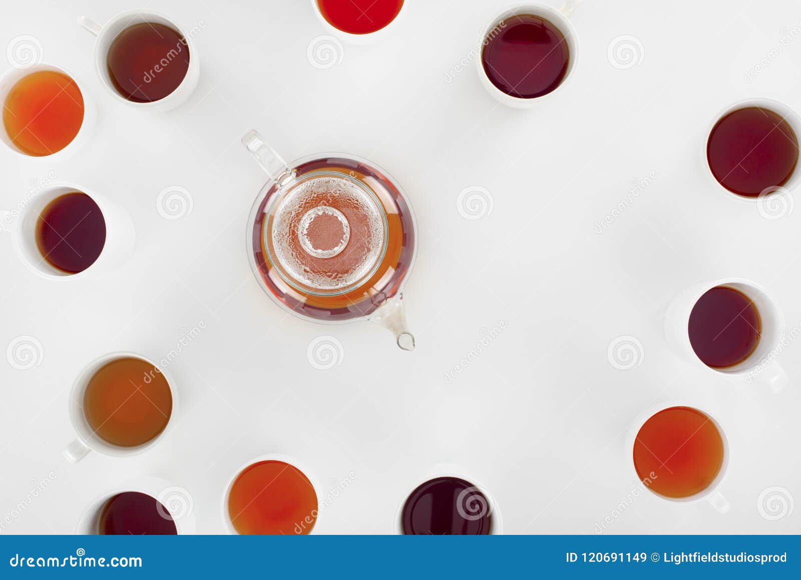 Top View of Herbal Tea in Cups and Kettle Stock Image - Image of ...