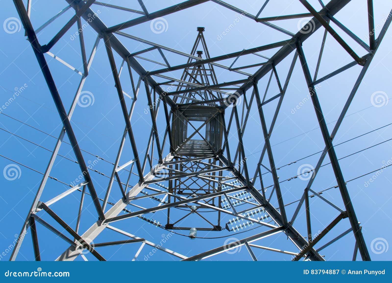 Top View High Voltage Pole Structural Steel Construction - Abstract ...
