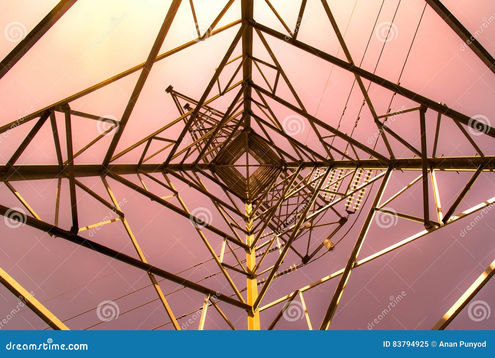 Top View High Voltage Pole Structural Steel Construction - Abstract ...