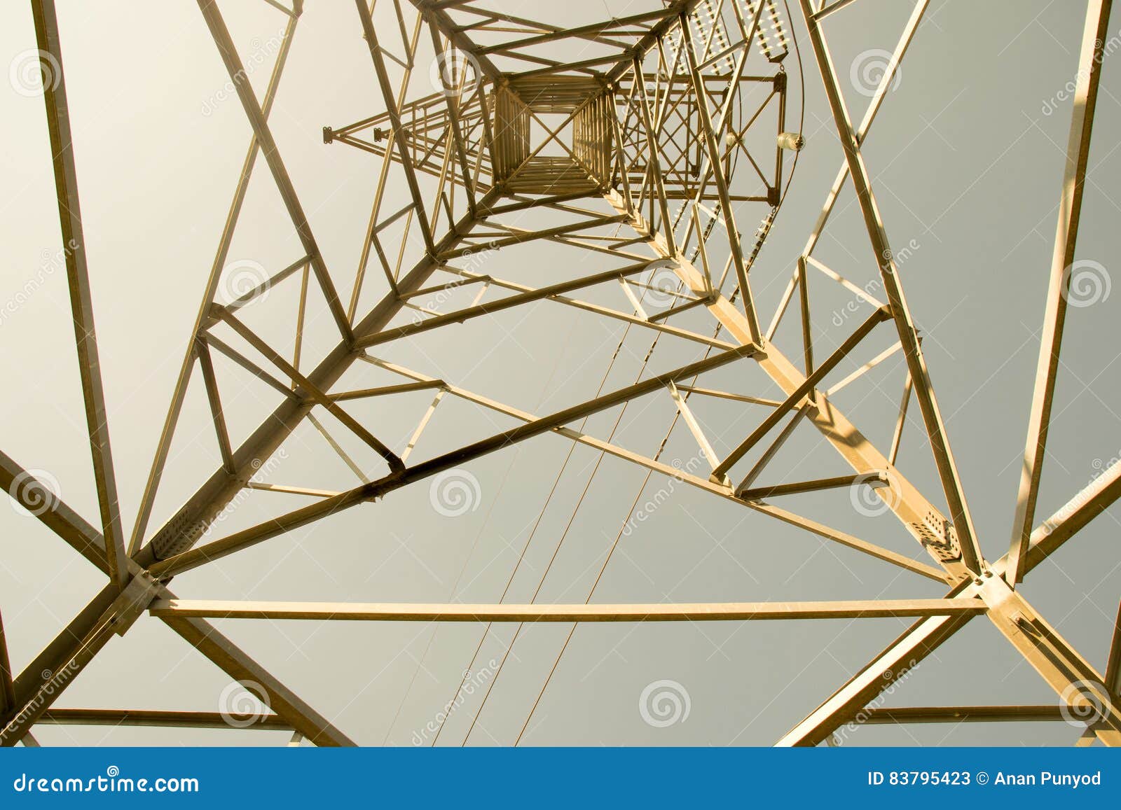 Top View High Voltage Pole Structural Steel Construction - Abstract ...