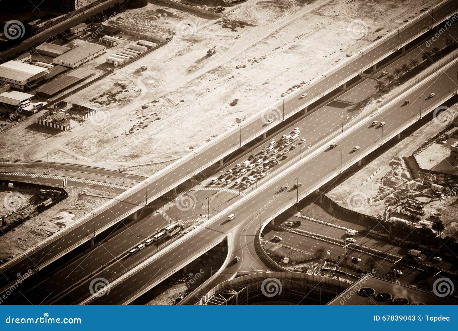 Top View of Highway Interchange in Dubai Stock Image - Image of sepia ...