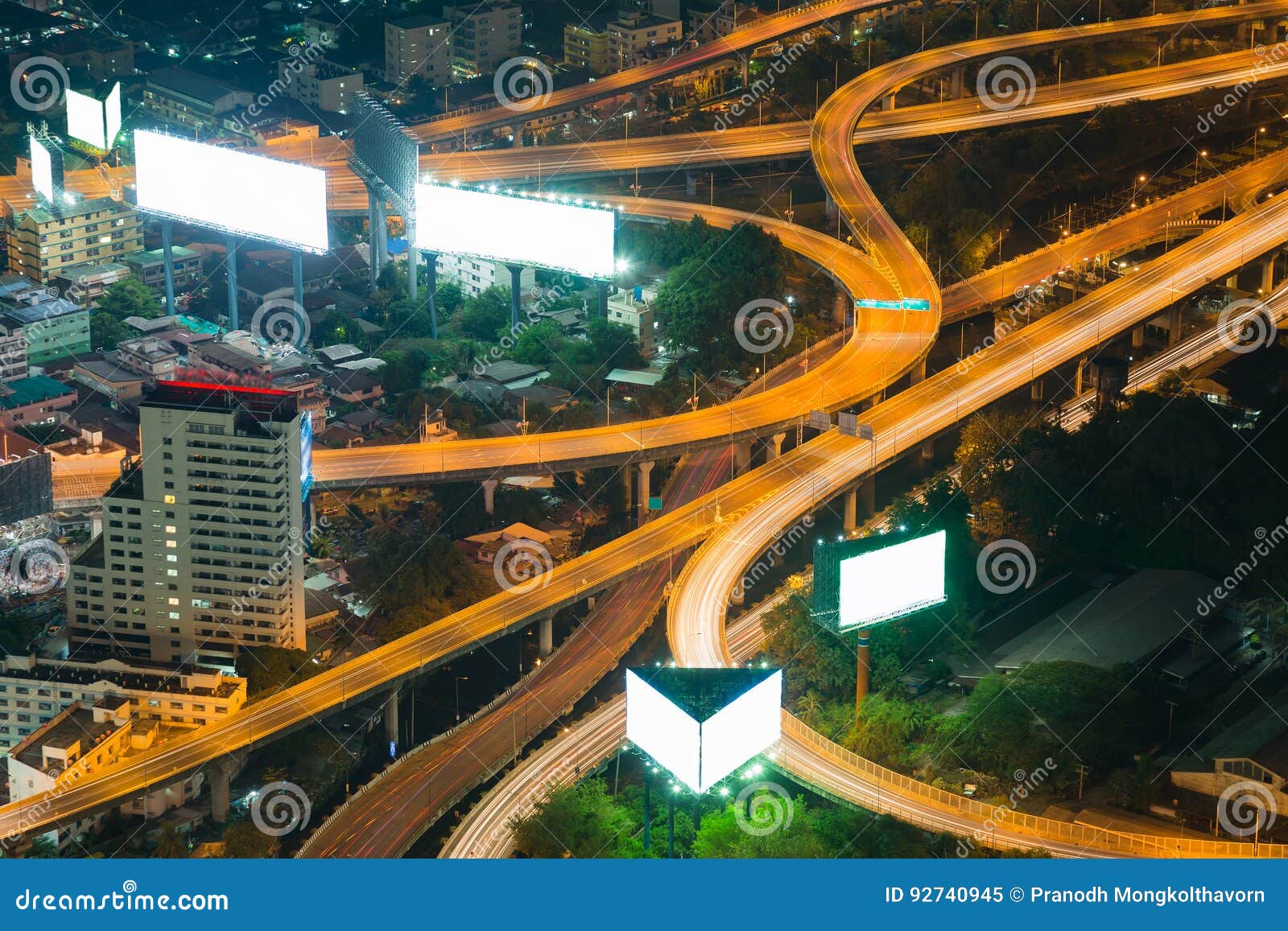 Top View, Highway Intersection Night View Stock Image - Image of ...