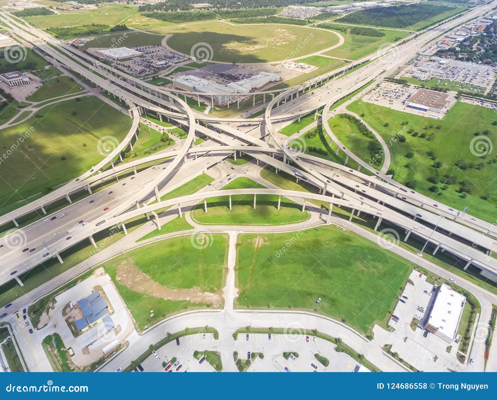 Top View Highway 10 Katy Freeway and Massive Interchange Stock Photo ...