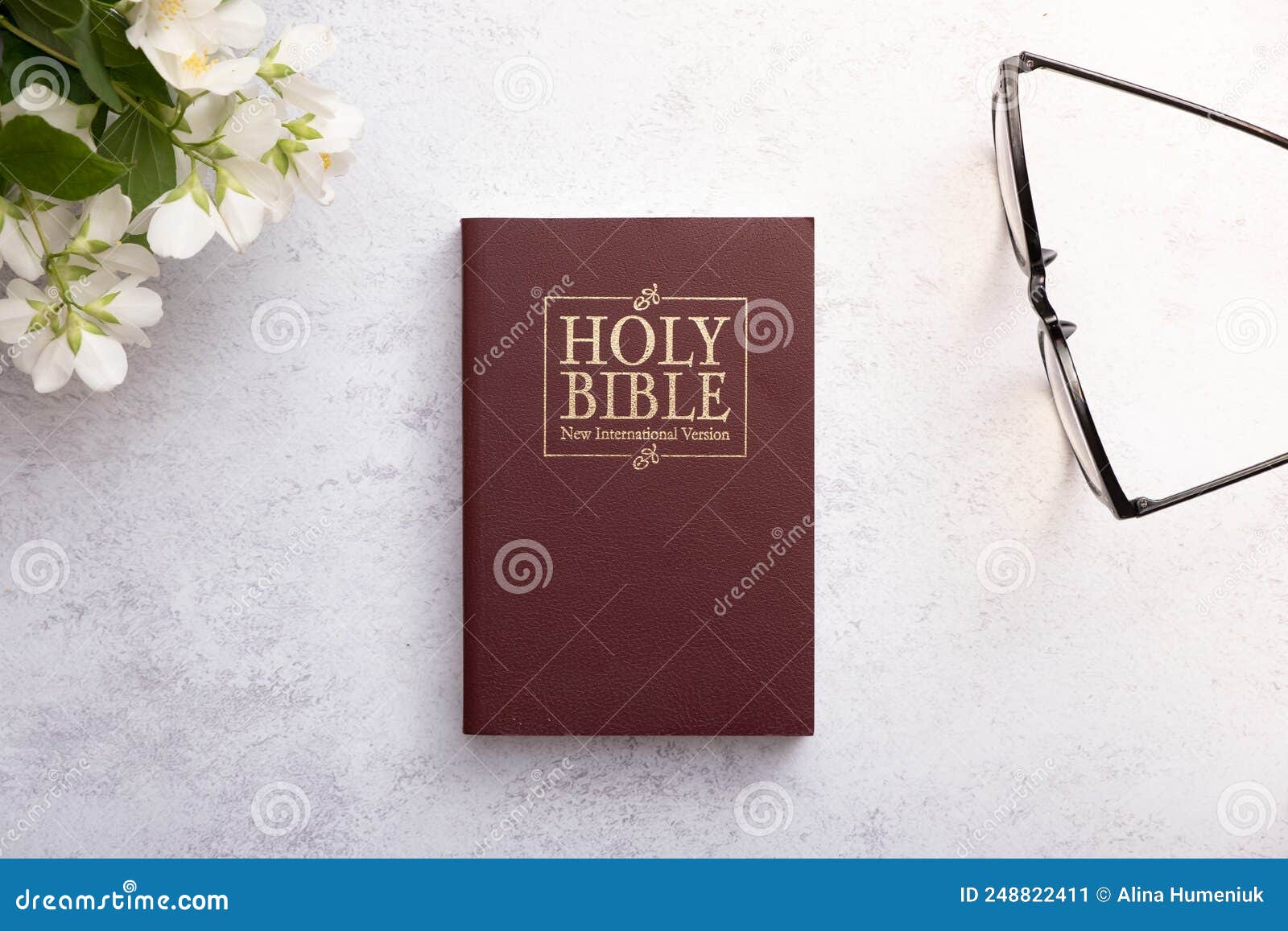 Top View of the Holy Bible on the Desktop with Glasses. the Concept of ...
