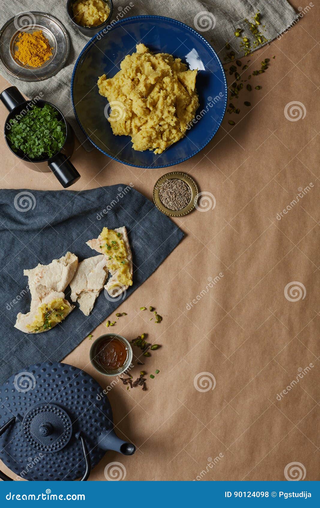 A Top View of Home-made Jewish Humus Stock Photo - Image of bowl ...