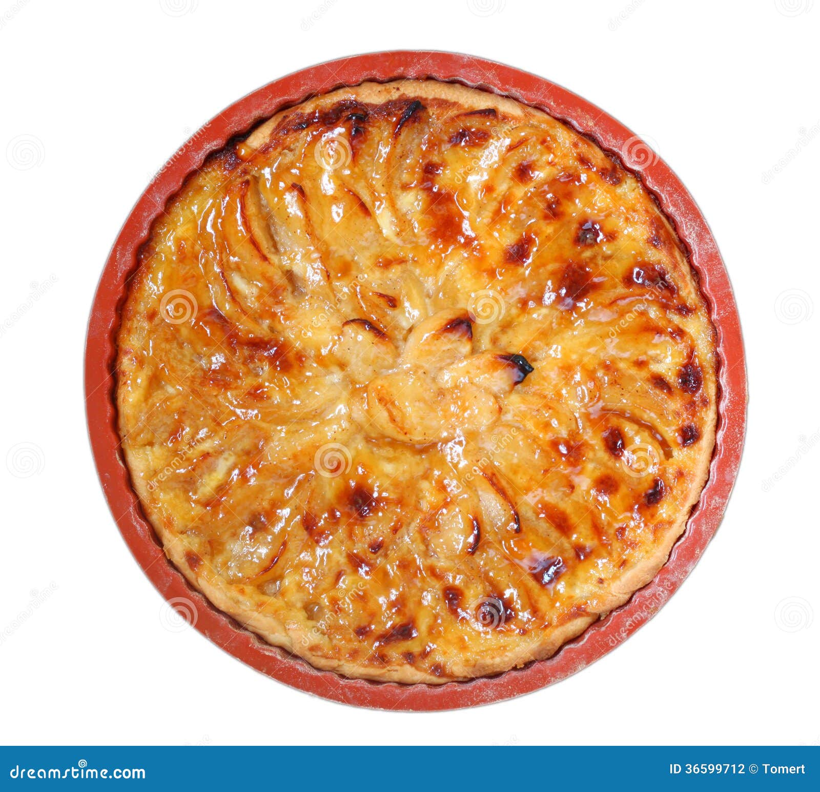 Top View of Homemade Fresh Apple Pie Isolated on White Stock Photo ...