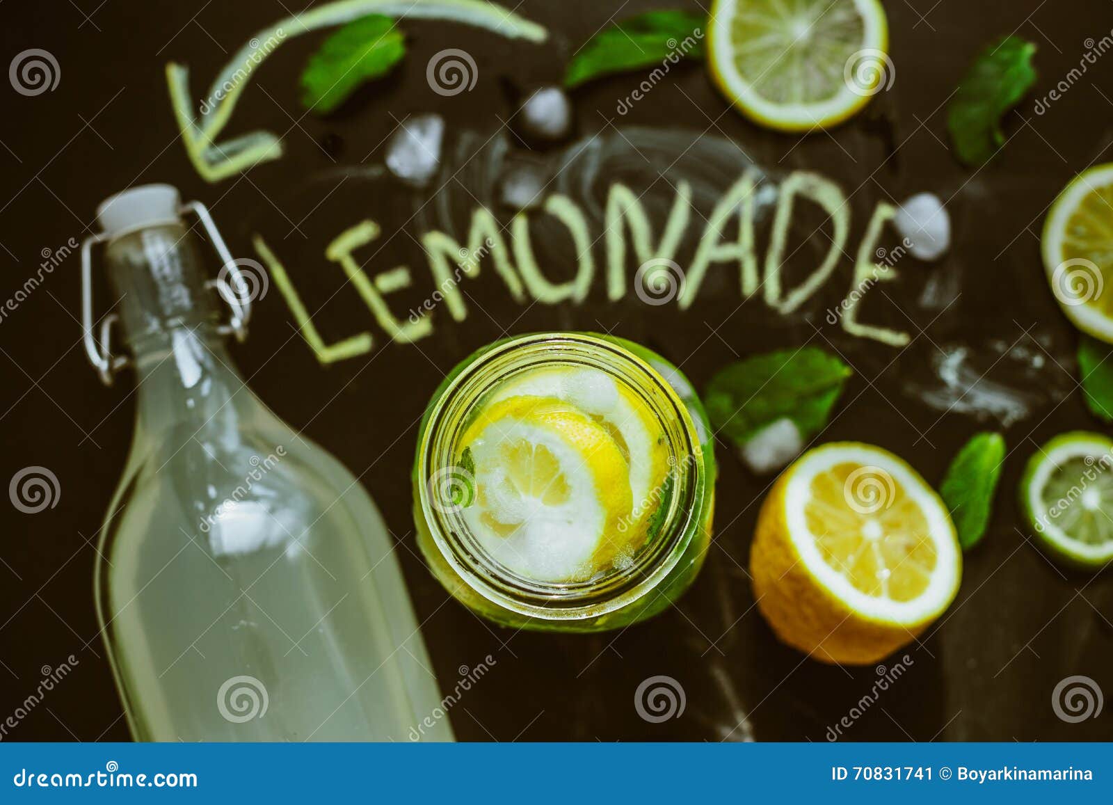 Top View on Homemade Fruits Lemonade Stock Image - Image of beverage ...