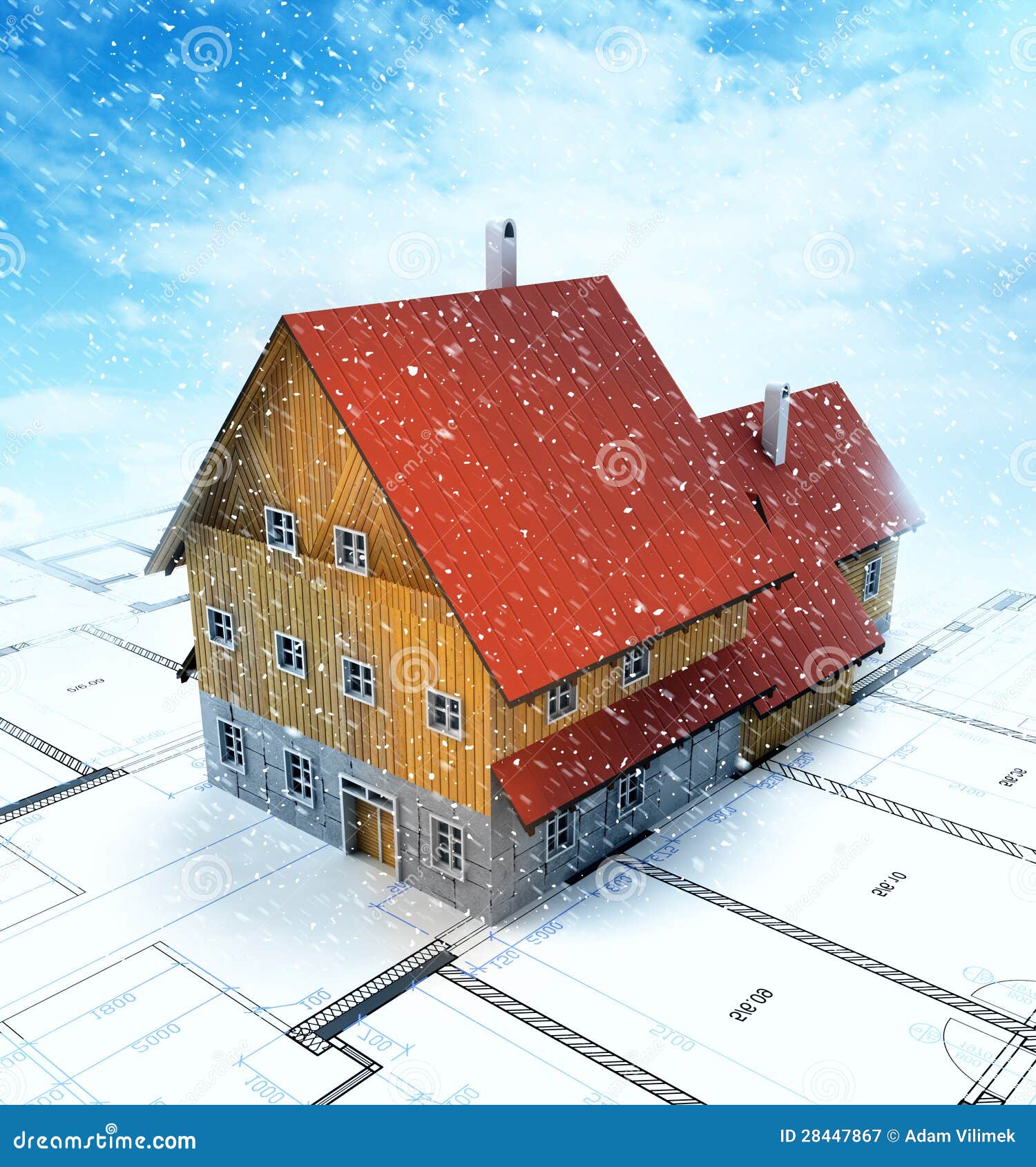 Top View Homestead Building with Layout Plan at Snowfall Stock ...