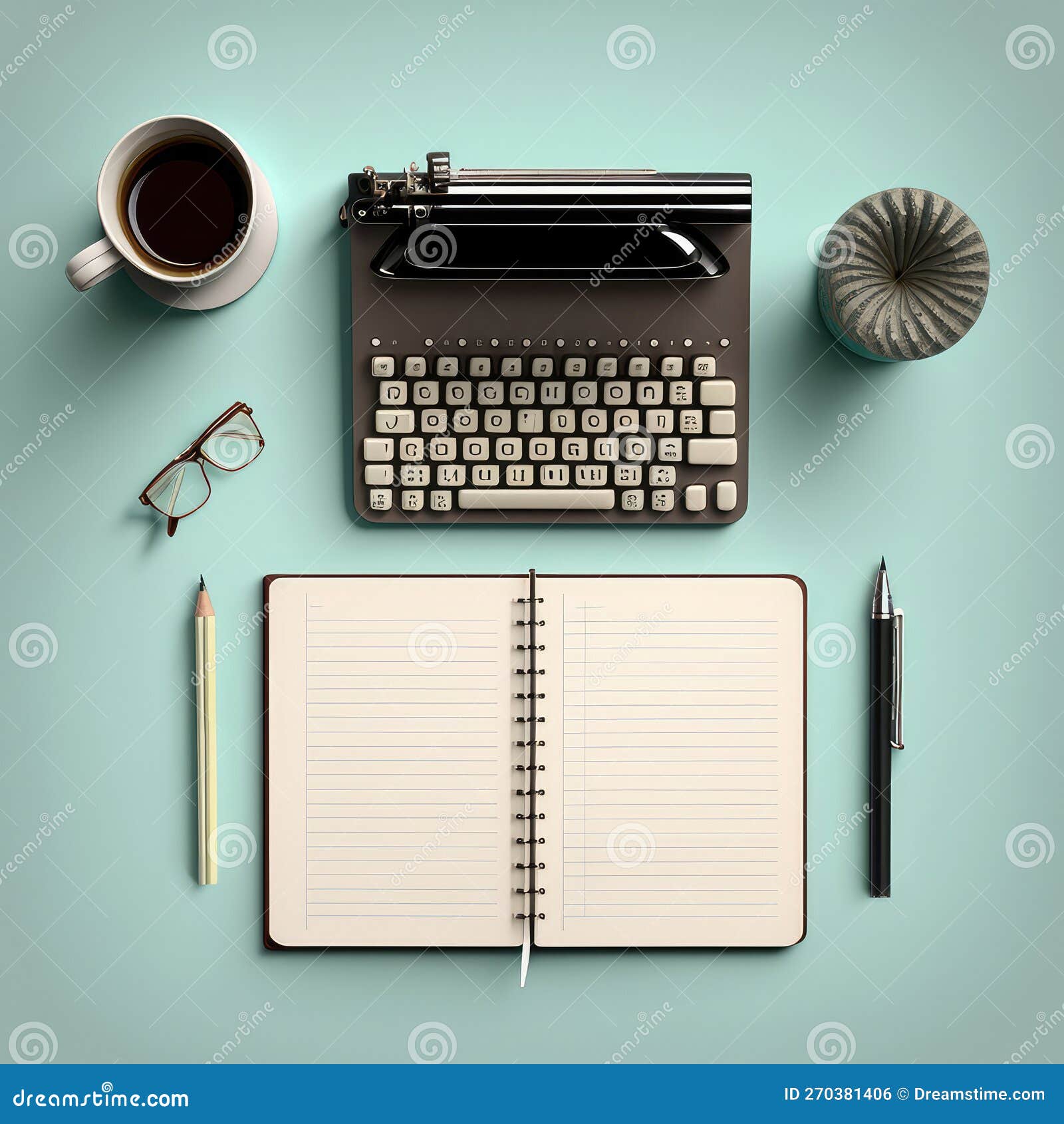 Top View of Horizontal Layout of Writing Utensils Stock Illustration ...