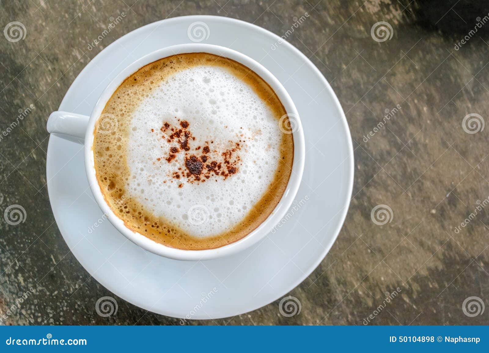 Top View of Hot Cappuccino Coffee Stock Photo - Image of breakfast ...