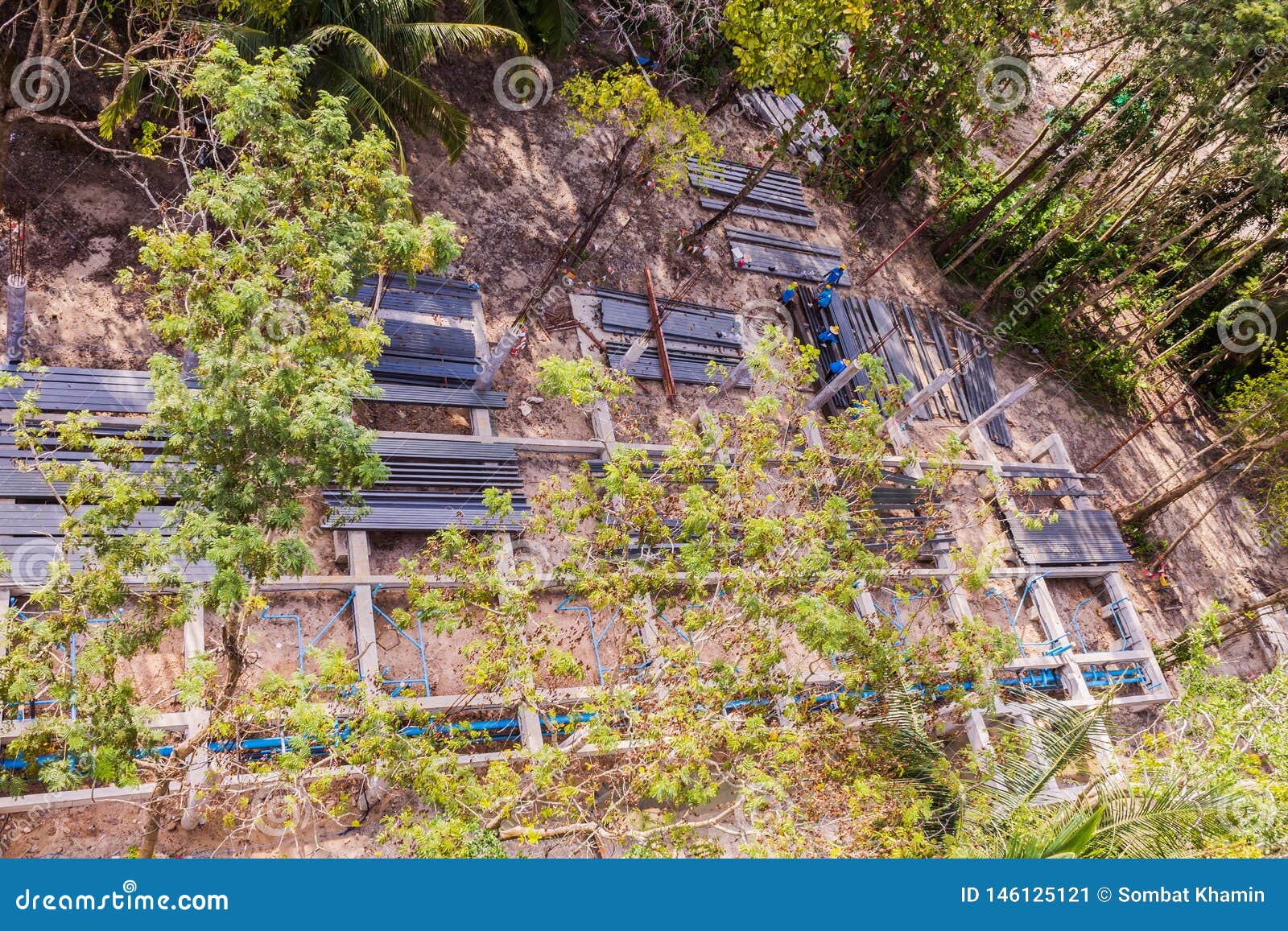Top View of a Hotel Construction Site among Existing Trees Stock Image ...
