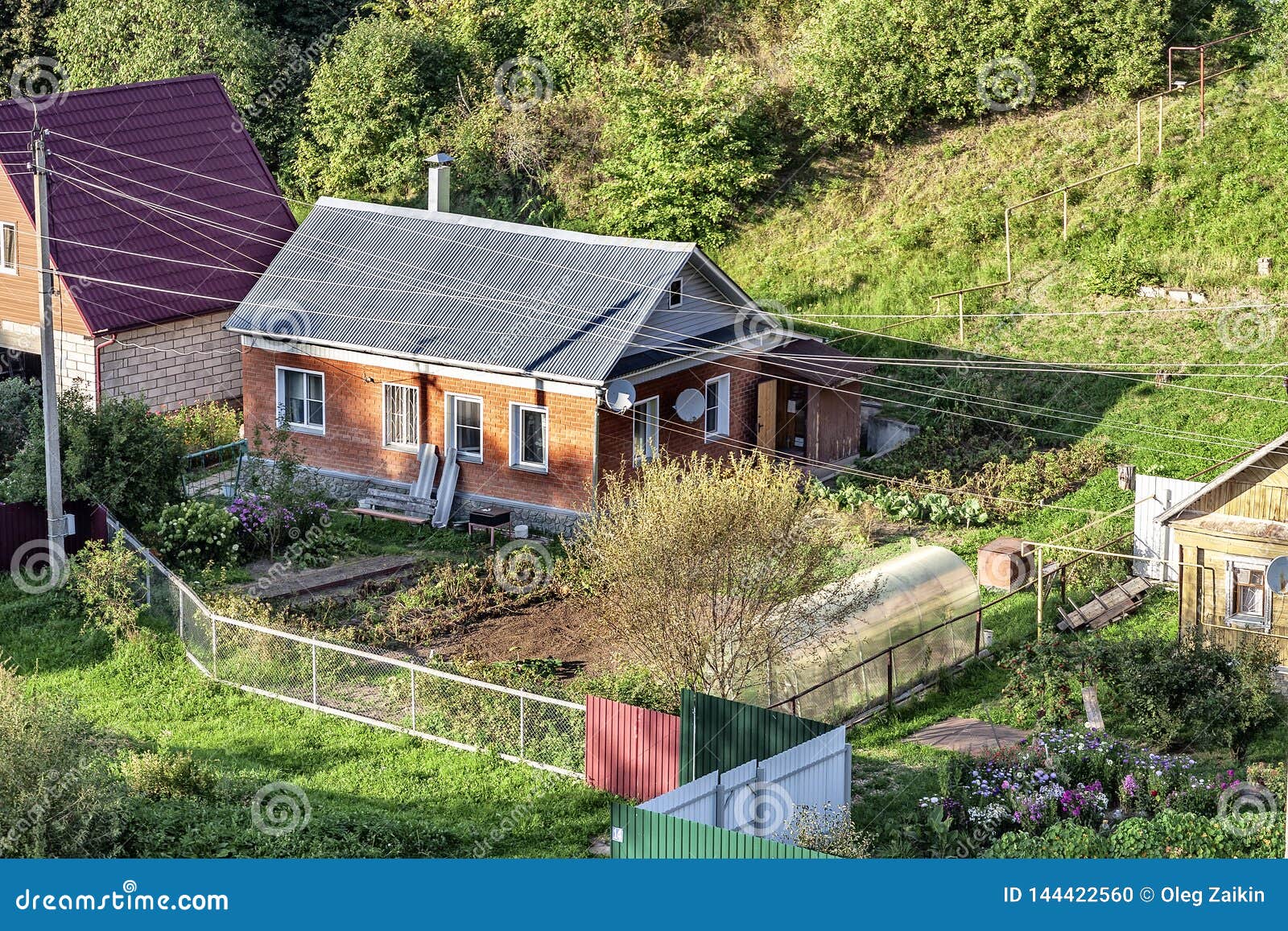Top View, House with Garden in the Countryside Stock Photo - Image of ...