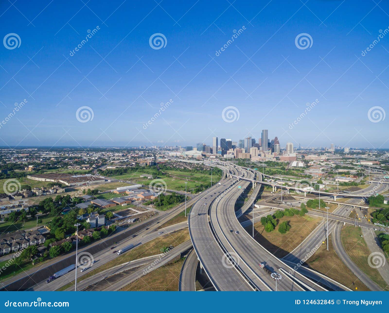 Top View Houston Downtown and Interstate 69 Highway Stock Image - Image ...