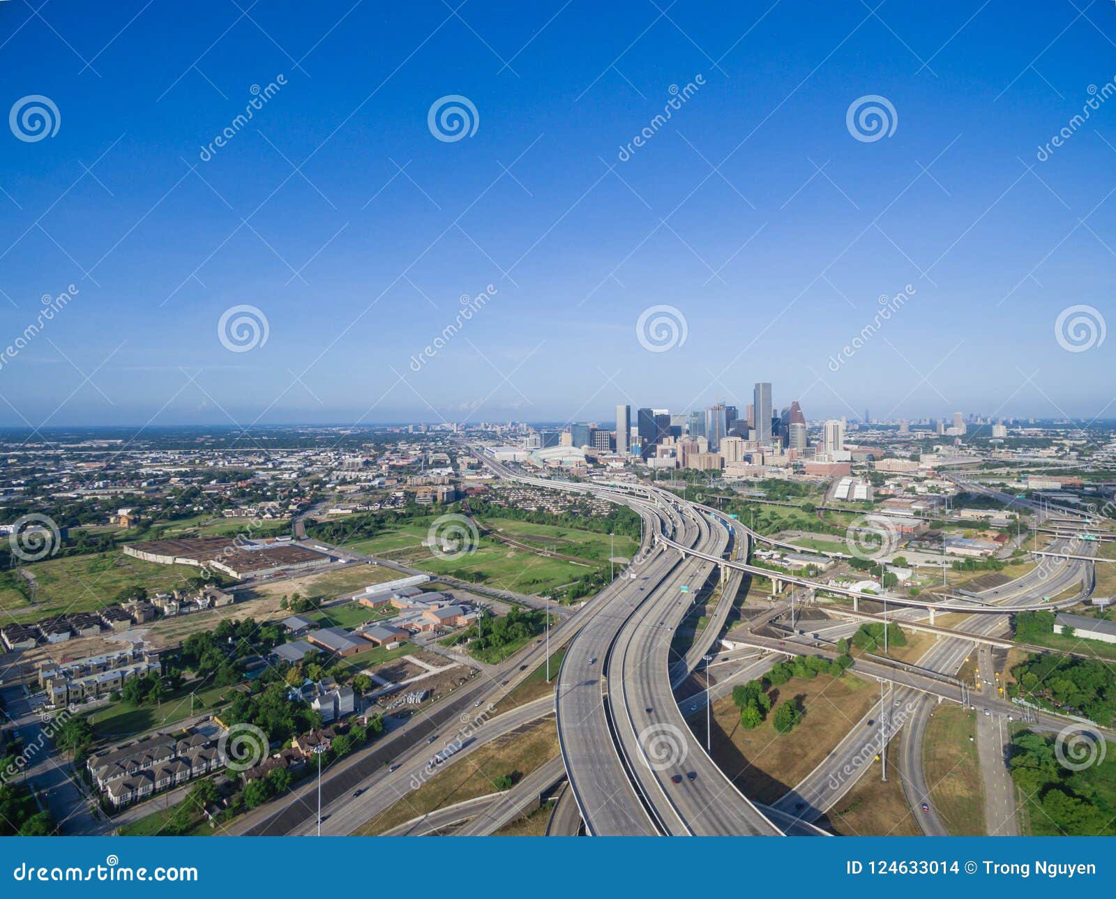 Top View Houston Downtown and Interstate 69 Highway Stock Photo - Image ...