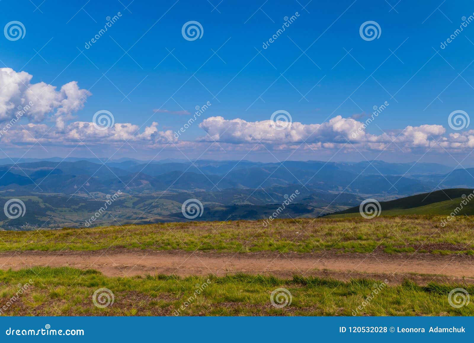 The Top View of the Huge Gently Sloping Green Mountain Ranges and the ...