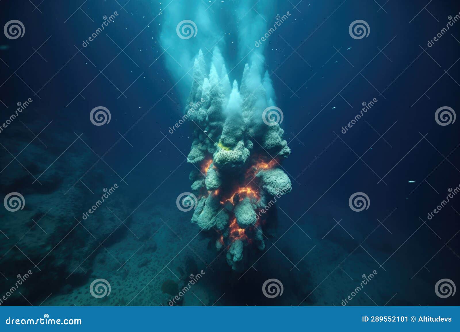 Top View of a Hydrothermal Vent Emitting Plumes Underwater Stock ...
