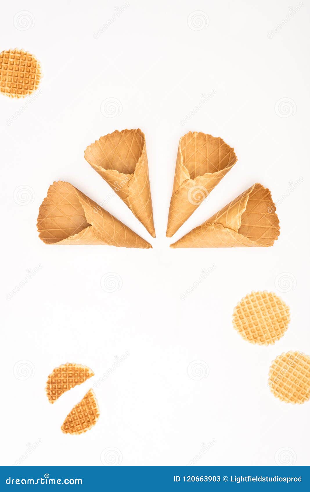 Top View of Ice Cream Cones Stock Image - Image of white, delicious ...