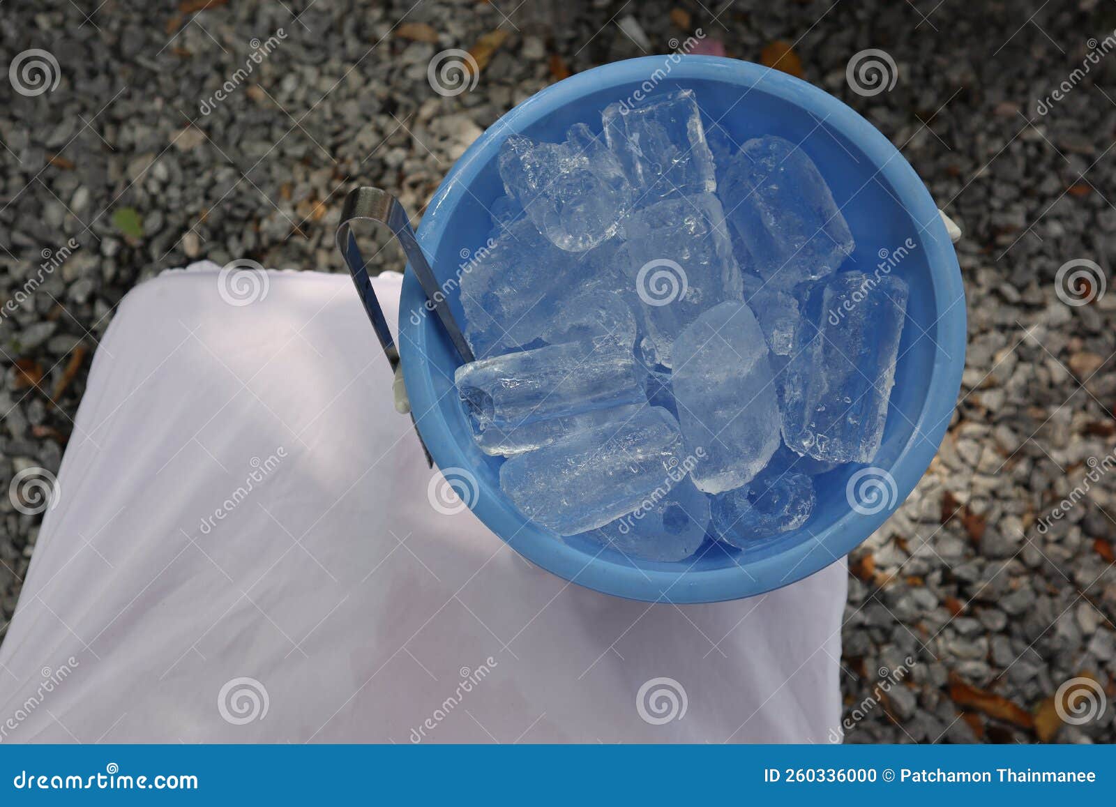 Top View of Ice Cubes Put in a Plastic Bucket Concept Stock Photo ...