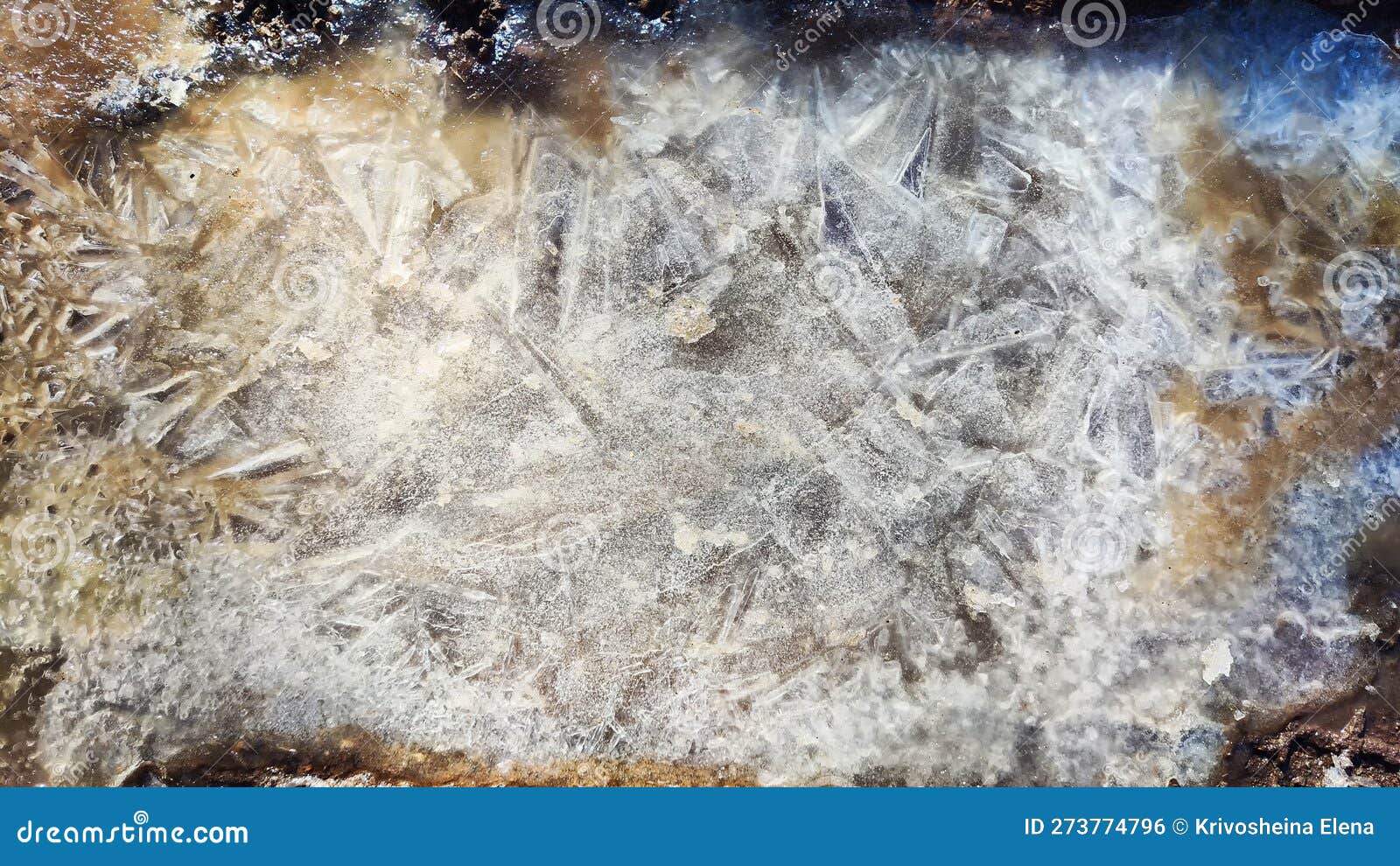Top View of Ice Puddle. Abstract Background and Texture of Ice Crystals ...