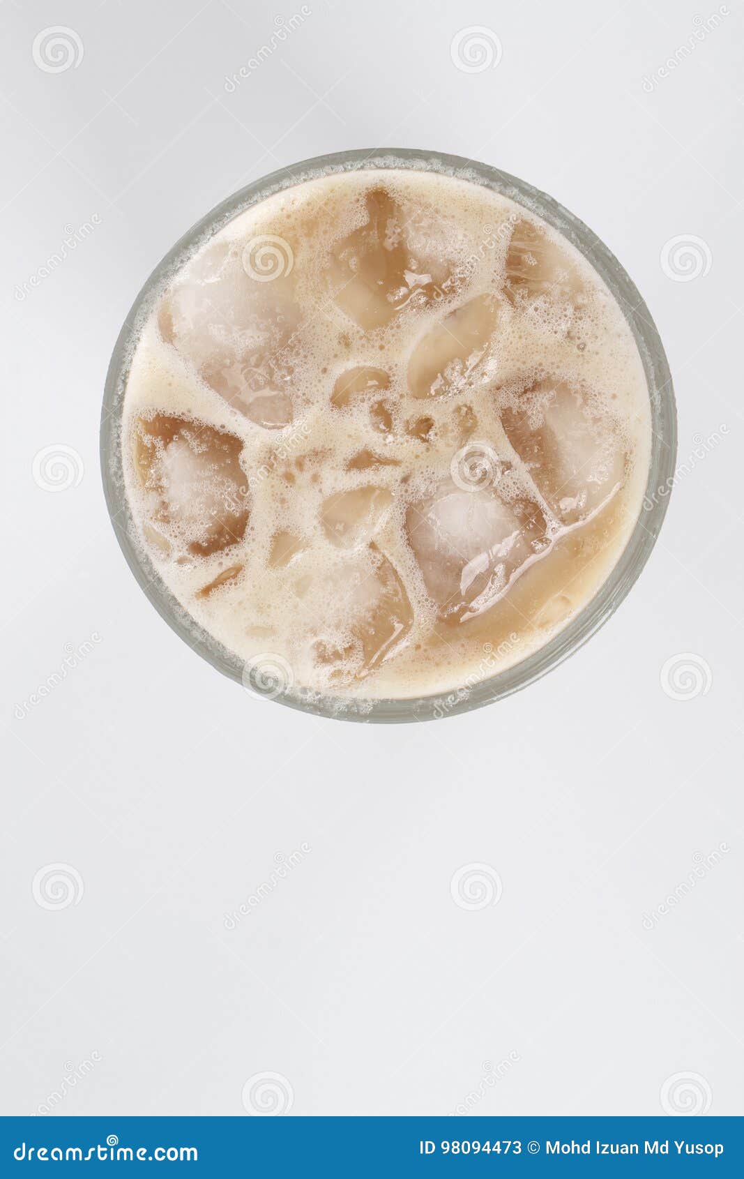 Top View Ice Tea with Milk Over White Background Stock Image - Image of ...