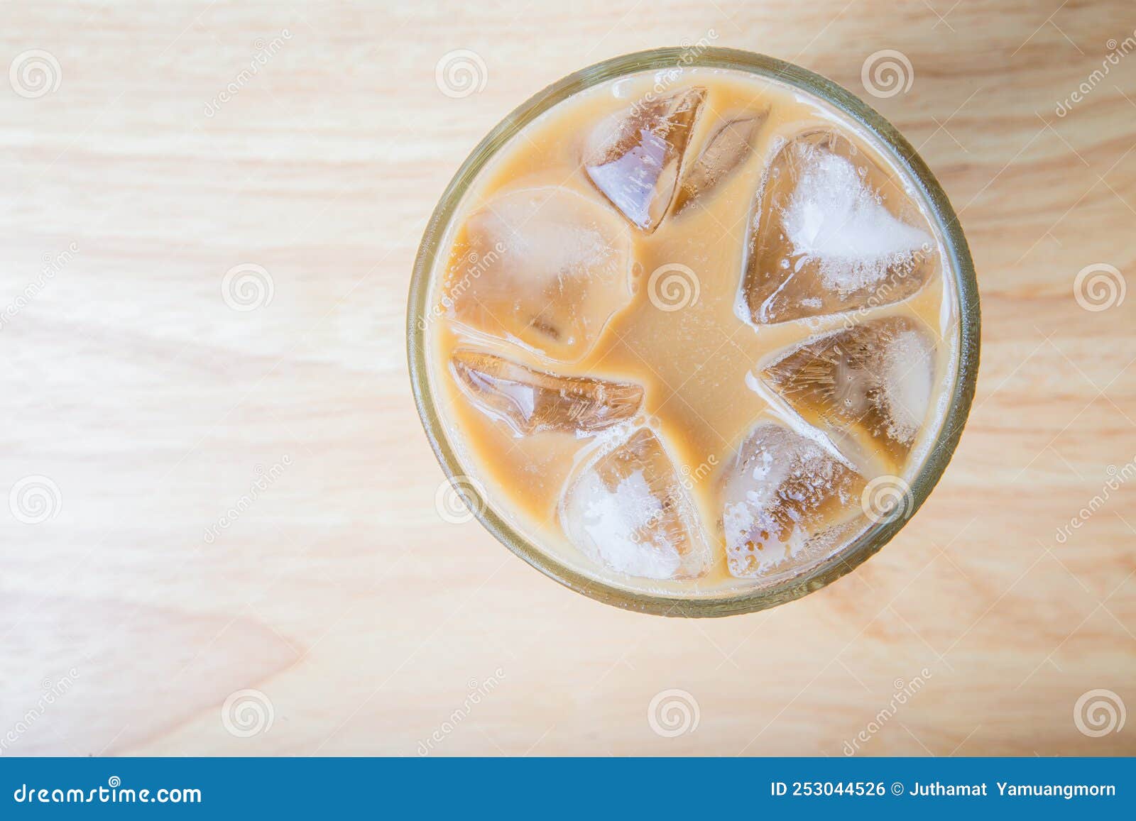 Top View Iced Coffee With The Bubble In The Cup Isolated White ...
