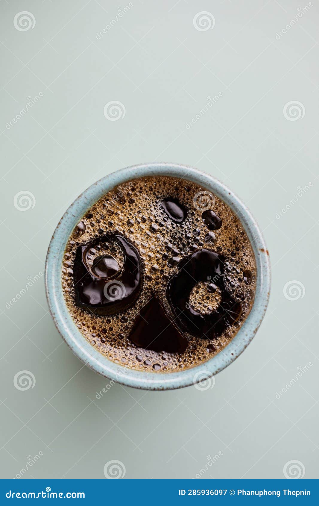 Top View of Iced Drip Coffee with Ice Cubes Stock Image - Image of foam ...