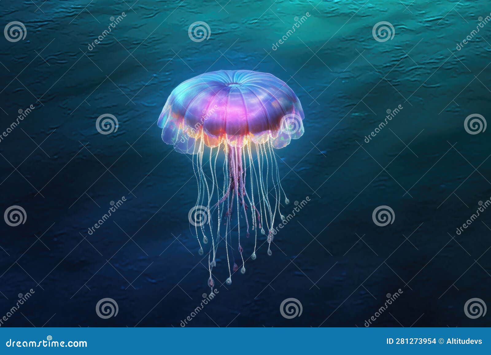 Top View of Illuminated Jellyfish Floating Near the Ocean Surface Stock ...