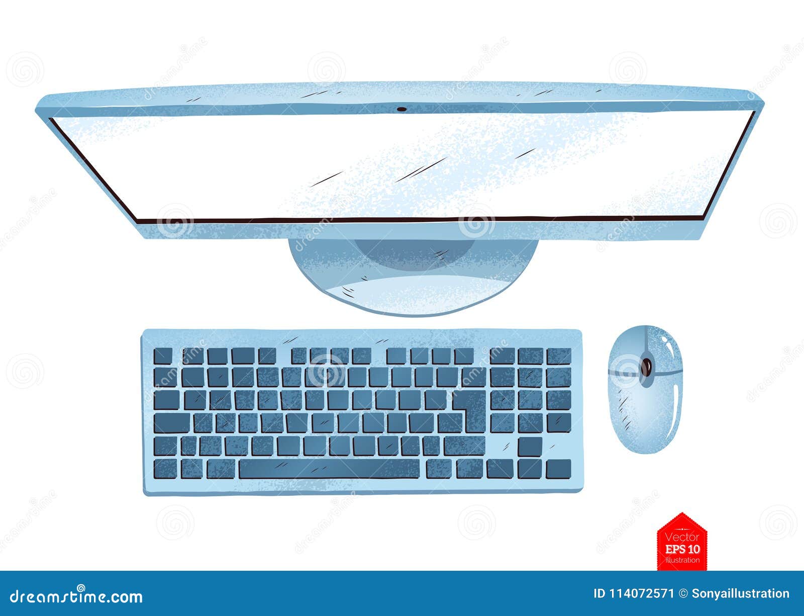 Top View Illustration of Desktop Computer Stock Vector - Illustration ...